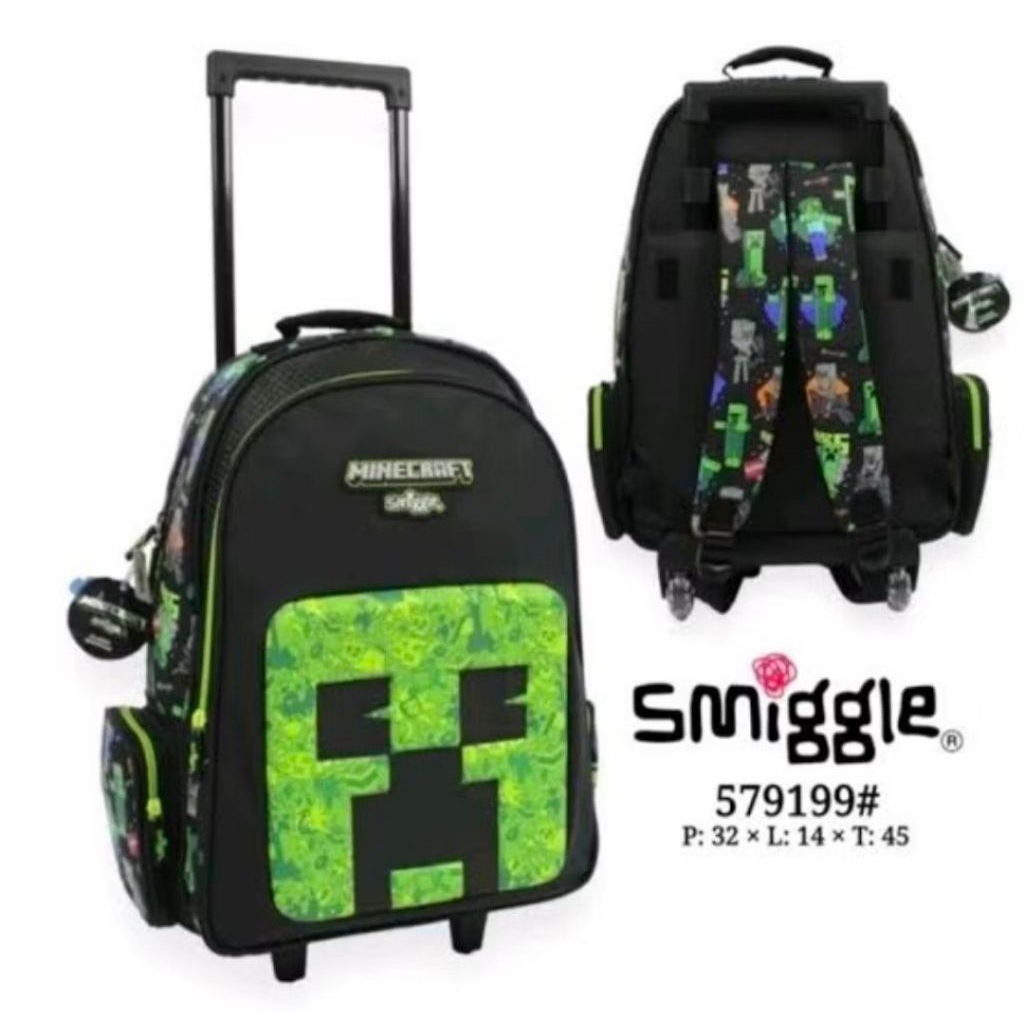 Jual Tas Smiggle Minecraft Trolley Backpack/ Tas Koper Anak / Tas Dorong Sekolah Smiggle / Kado ...