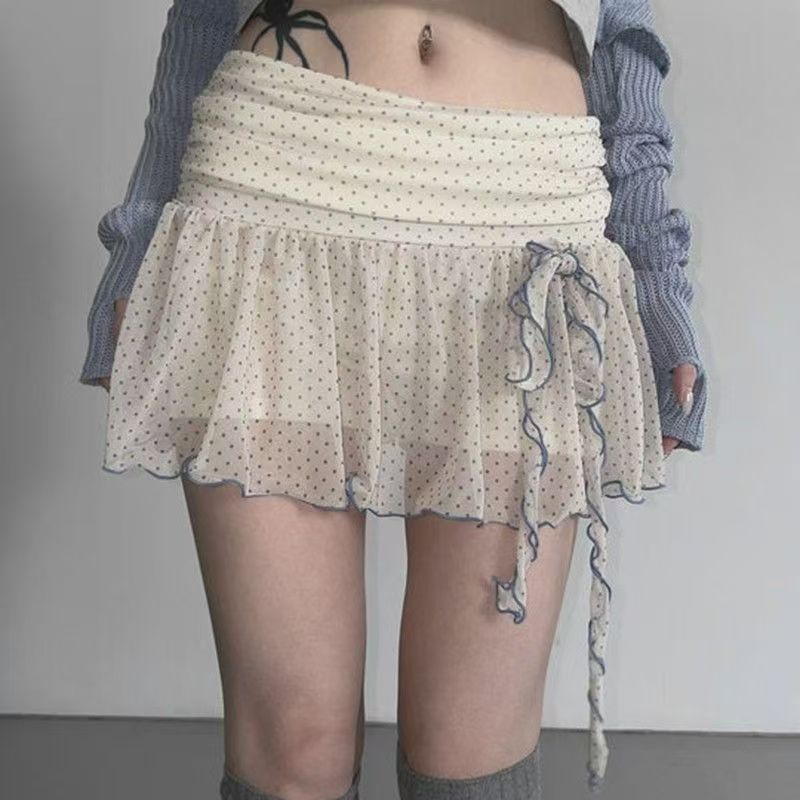 Jual Darlingaga Korean Fashion Polka Dot Printed Mini Mesh Skirts Women ...