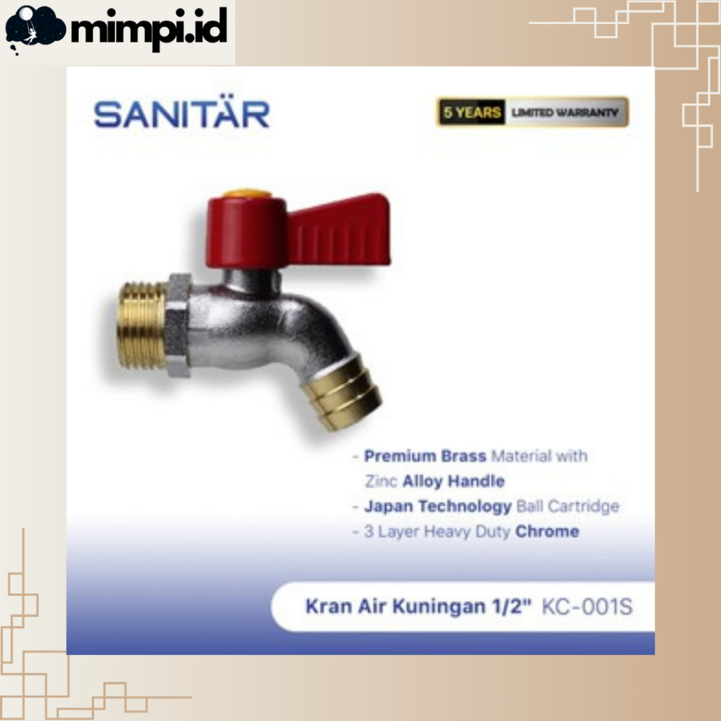 Jual SANITAR Kran Air Kuningan Kecil KC-001S Keran Tembok Taman Cebol ...