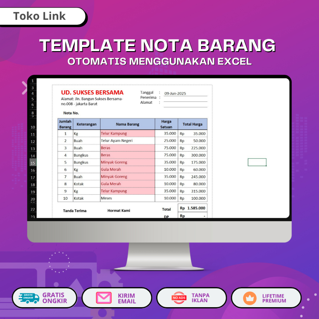 Jual Template Nota Barang Otomatis menggunakan Excel | Shopee Indonesia