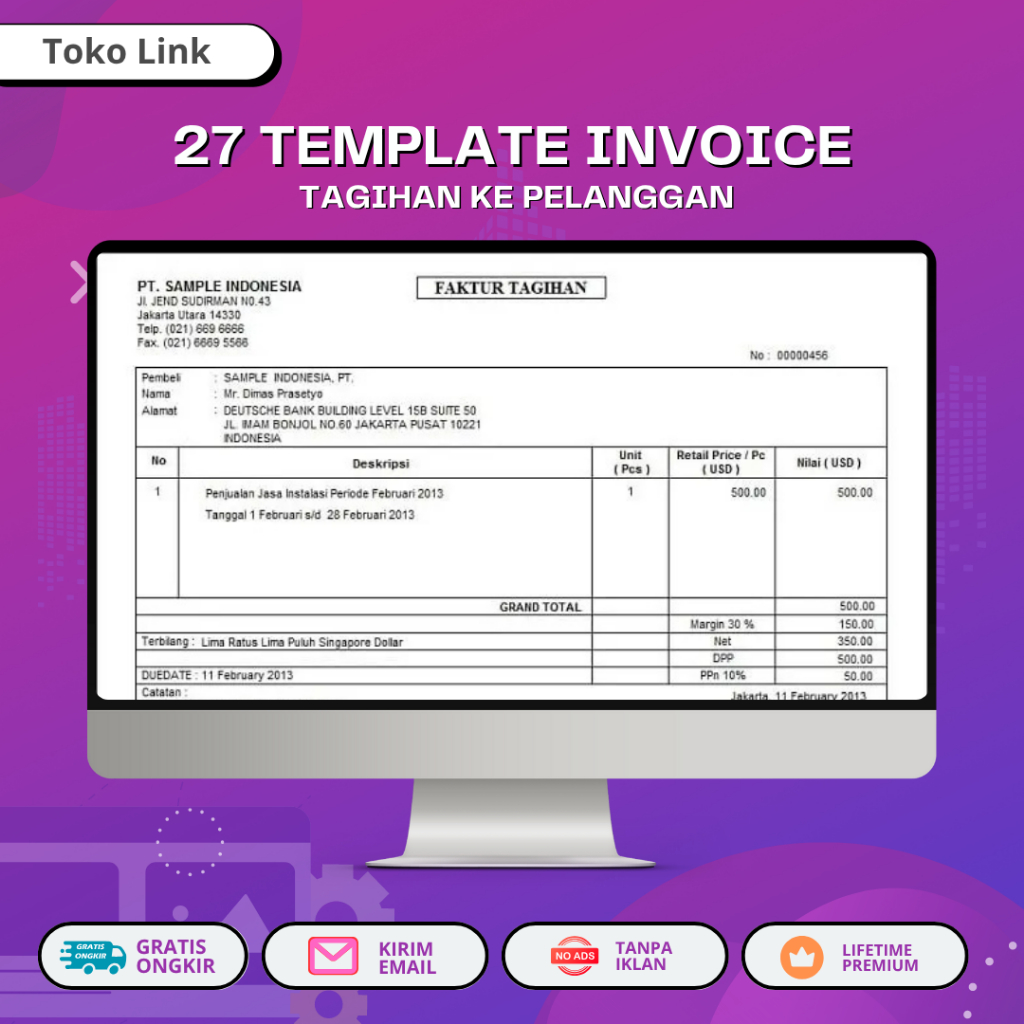 Jual 27 Template Invoice / Tagihan ke Pelanggan Excel | Shopee Indonesia