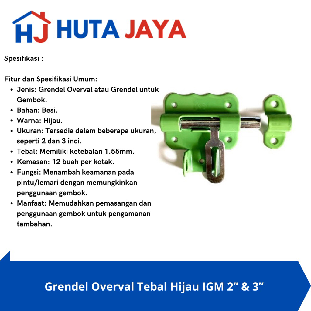 Jual Grendel Overval Tebal Hijau IGM 2” & 3” | Shopee Indonesia