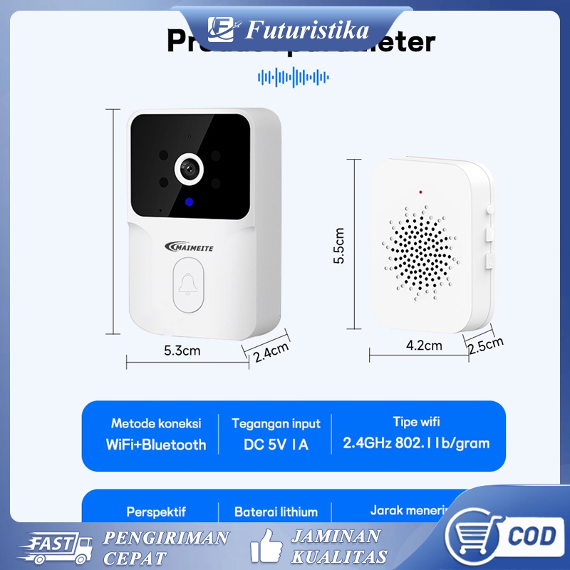 Jual Bel Rumah Wireless Door Bell Waterproof Kontrol Ponsel Bel pintu ...