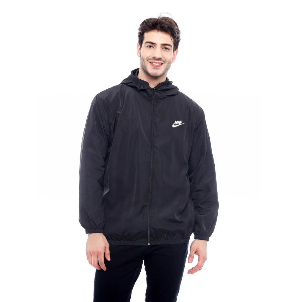 Jual Jaket Olahraga Pria - Wanita Jaket Parasut Nk Hitam Lengan Panjang ...