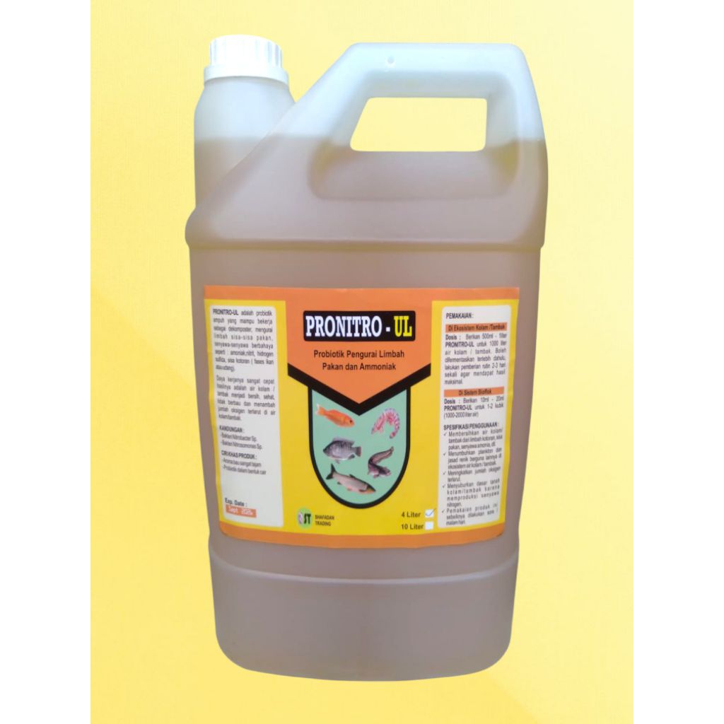 Jual Probiotik Ikan dan Udang Budidaya Nitrobacter Nitrosomonas PRONITRO UL 4 Liter | Shopee ...