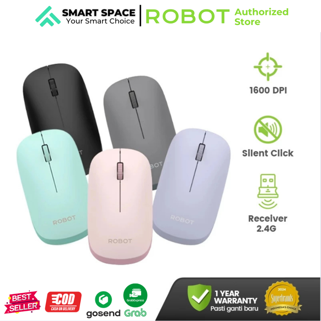 Jual ROBOT Mouse M390 Dual Mode Wireless Bluetooth Silent Click Tablet TV PC - Garansi Resmi 1 ...