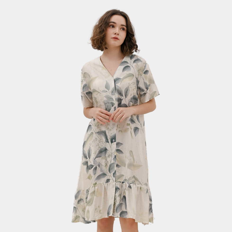 Jual Cottonbee - Set Piyama Organic Silk Dress / Daster - Fern | Baju ...