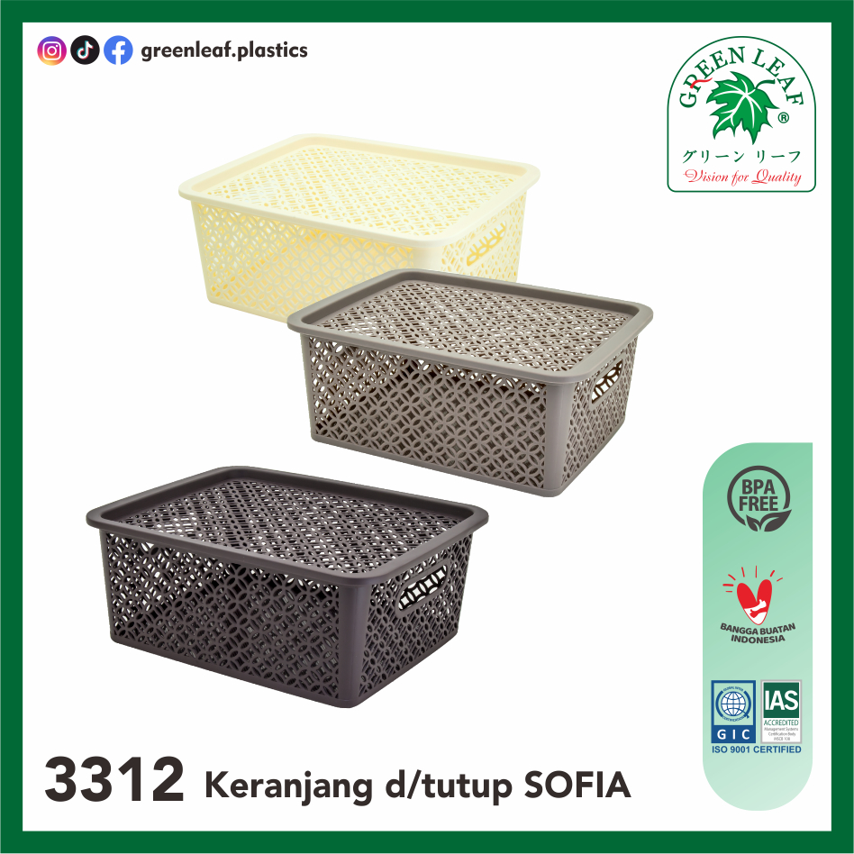 Jual Green Leaf Keranjang Penyimpanan Dengan Tutup SOFIA (3312) | Shopee Indonesia