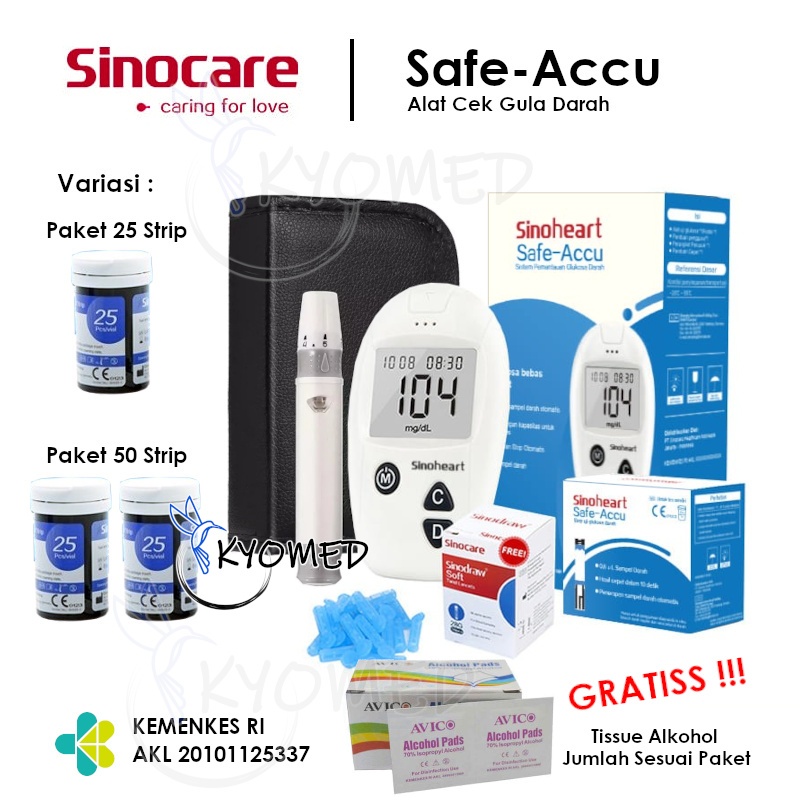 Jual Alat Cek Gula Darah Sinocare Sinoheart Safe-Accu / Safe Accu - Kyomed | Shopee Indonesia