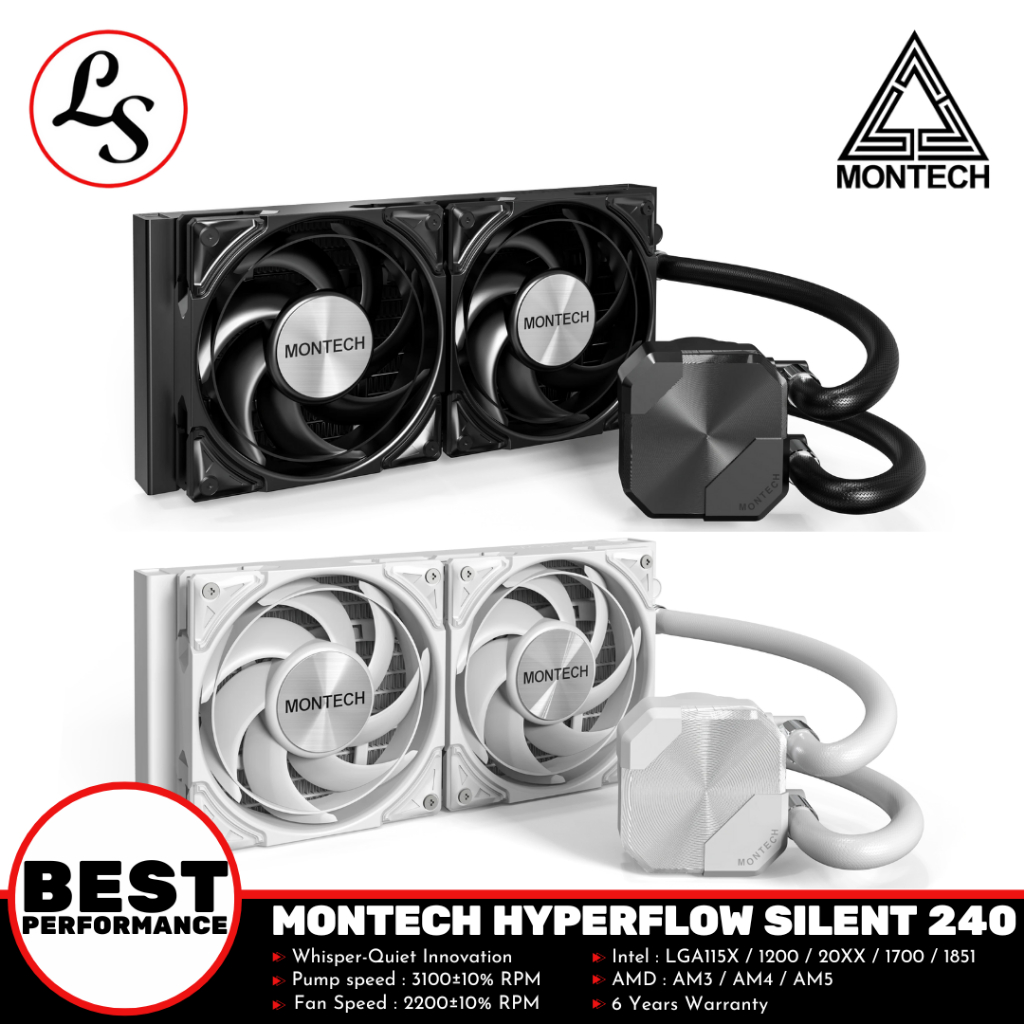 Jual MONTECH CPU COOLER Hyperflow Silent 240 AIO Liquid CPU Cooler | Shopee Indonesia
