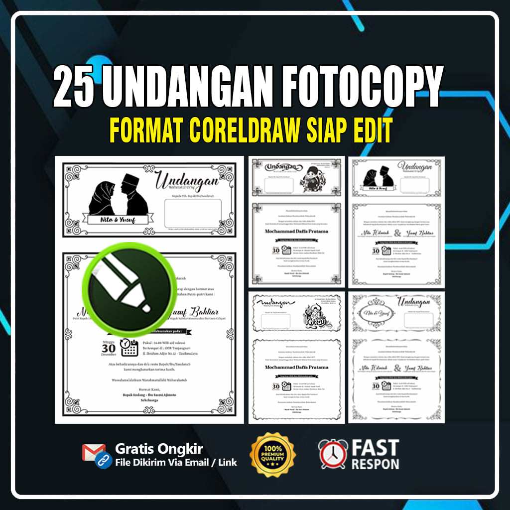 Jual 25 Desain Undangan Fotocopy Format CorelDraw V15 CDR Template ...