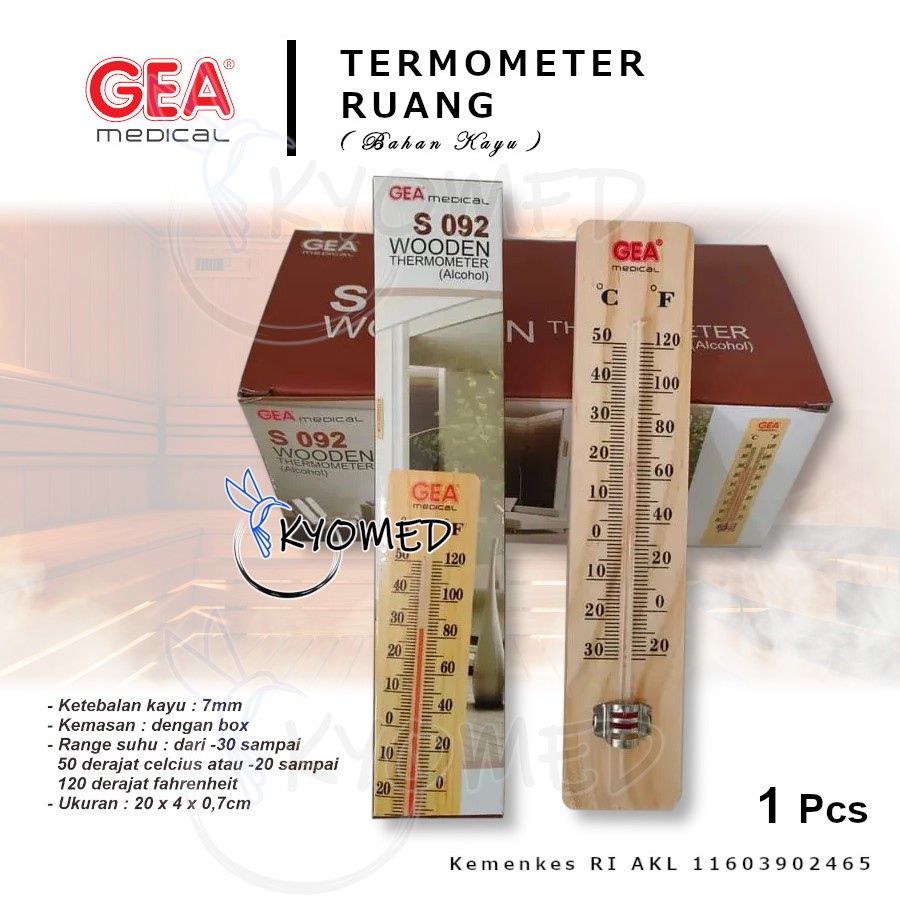 Jual Termometer Dinding - Thermometer Ruang GEA Onemed - Kayu - Kyomed | Shopee Indonesia