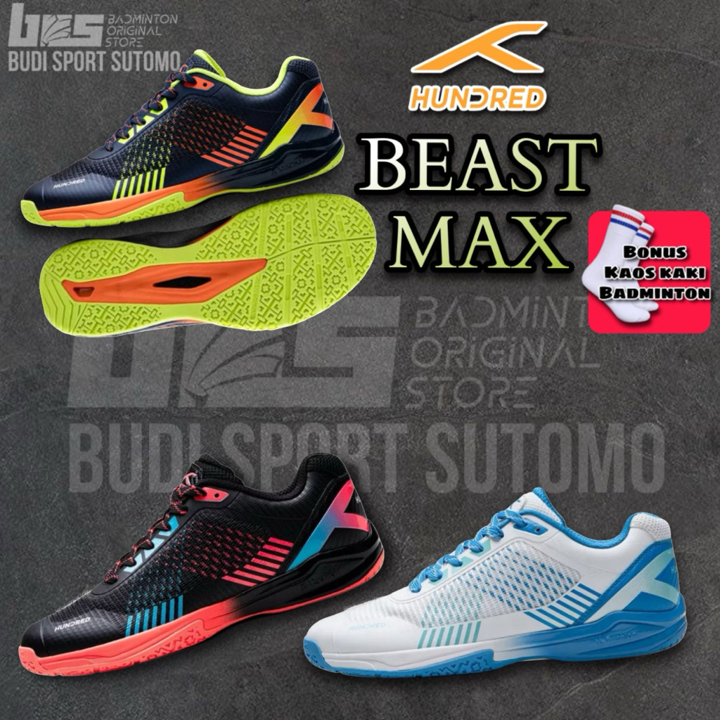Jual sepatu badminton bulutangkis HNDRD BEAST MAX ORIGINAL HUNDRED ...
