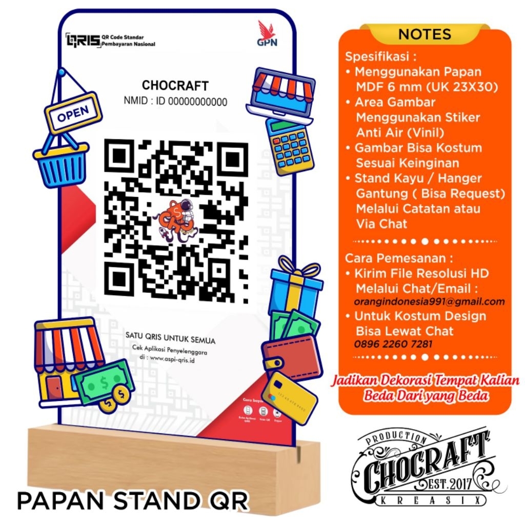 Jual papan Qr qris menu kayu sign buku list menu daftar harga stand ...