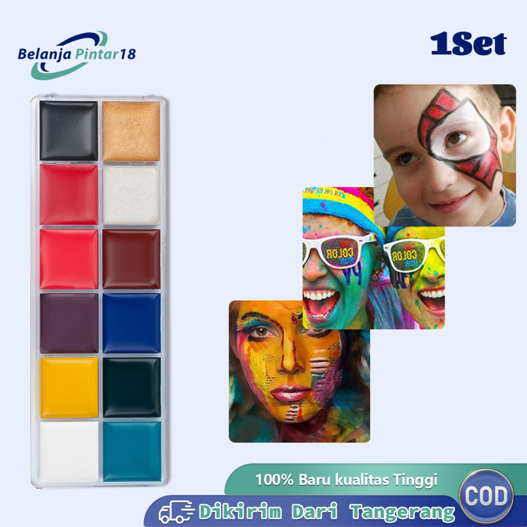 Jual Face Painting Kit 12 Warna Human Body Painting Cat Wajah Badan ...