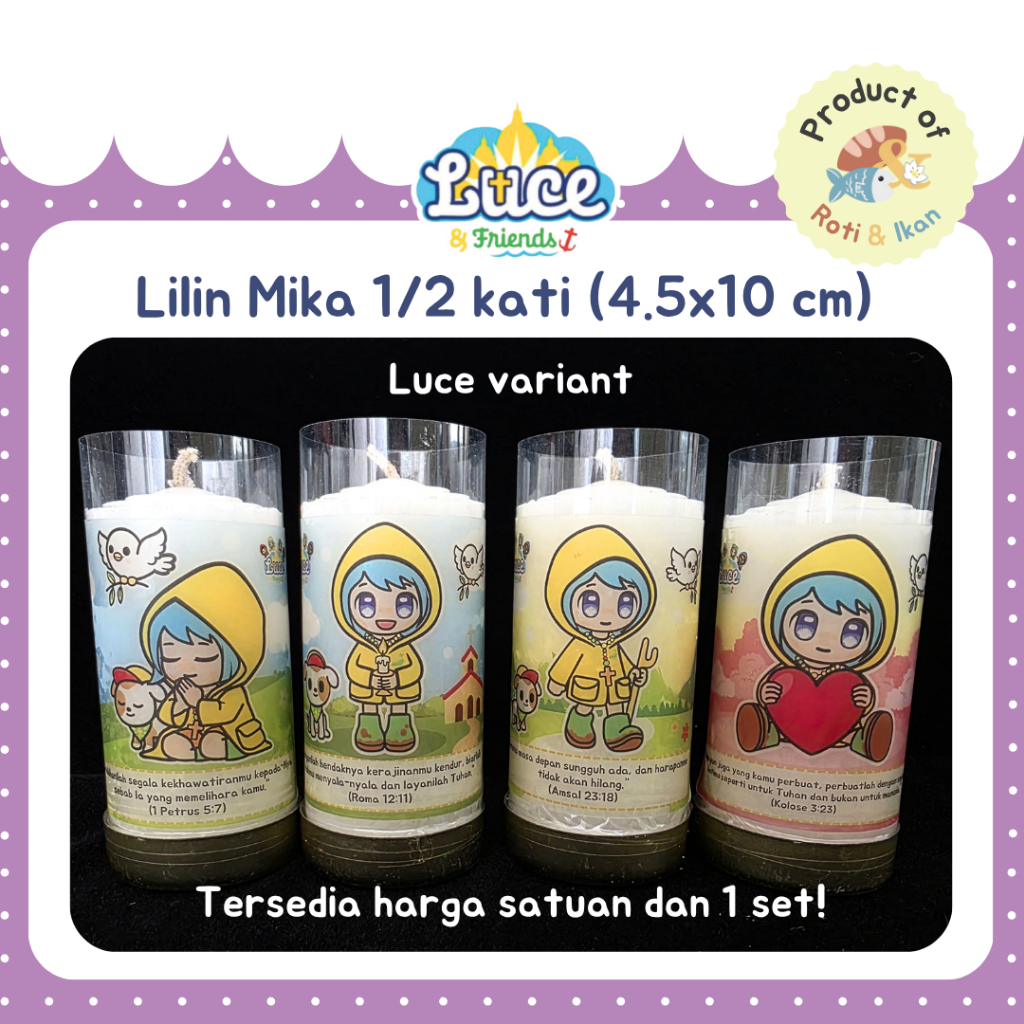 Jual Lilin Doa Mika Luce Maskot Yubelium 2025 dengan ayat pilihan (Luce ...