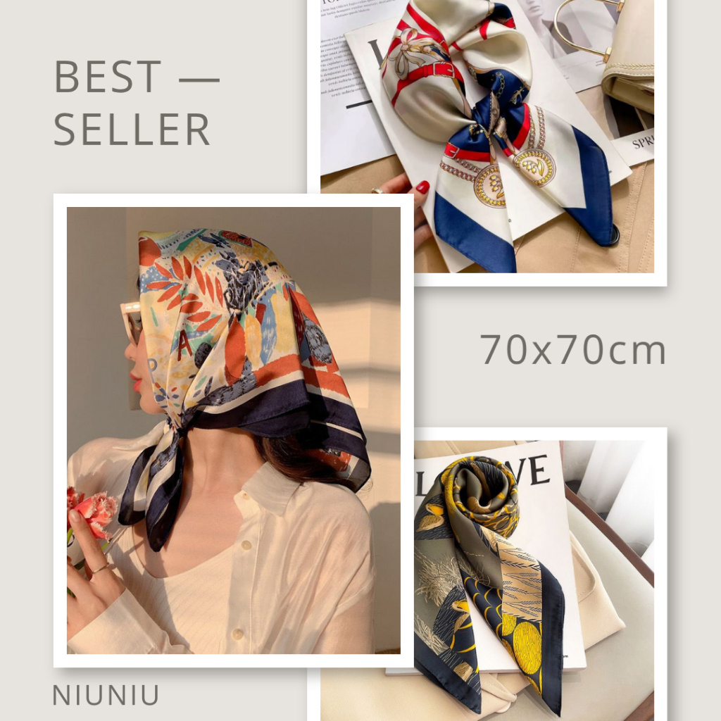 Jual [NEW MOTIF] Neck Scarf 70x70cm/Silk Scarf/Syal Leher Wanita ...