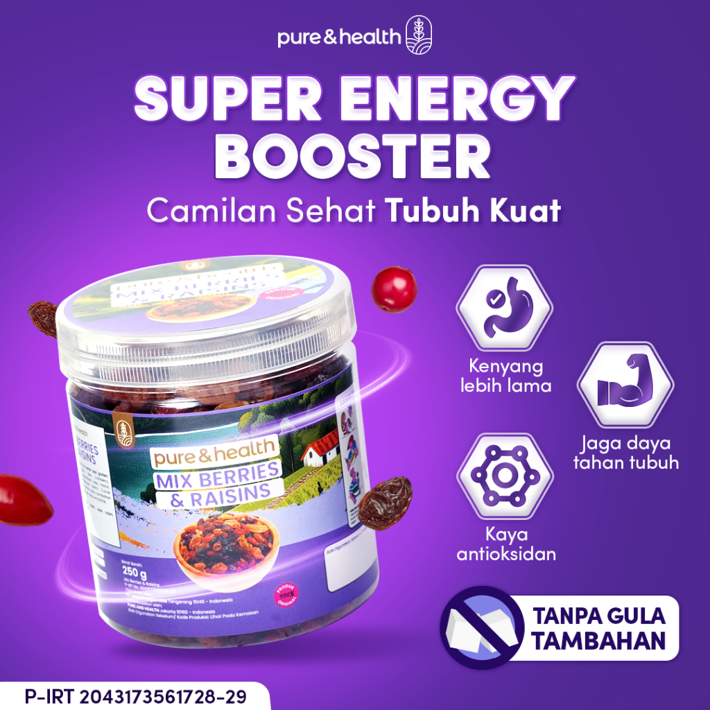 Jual Mix Berry and Raisin 250 Gr Pure and Health - Cemilan Sehat Buah ...