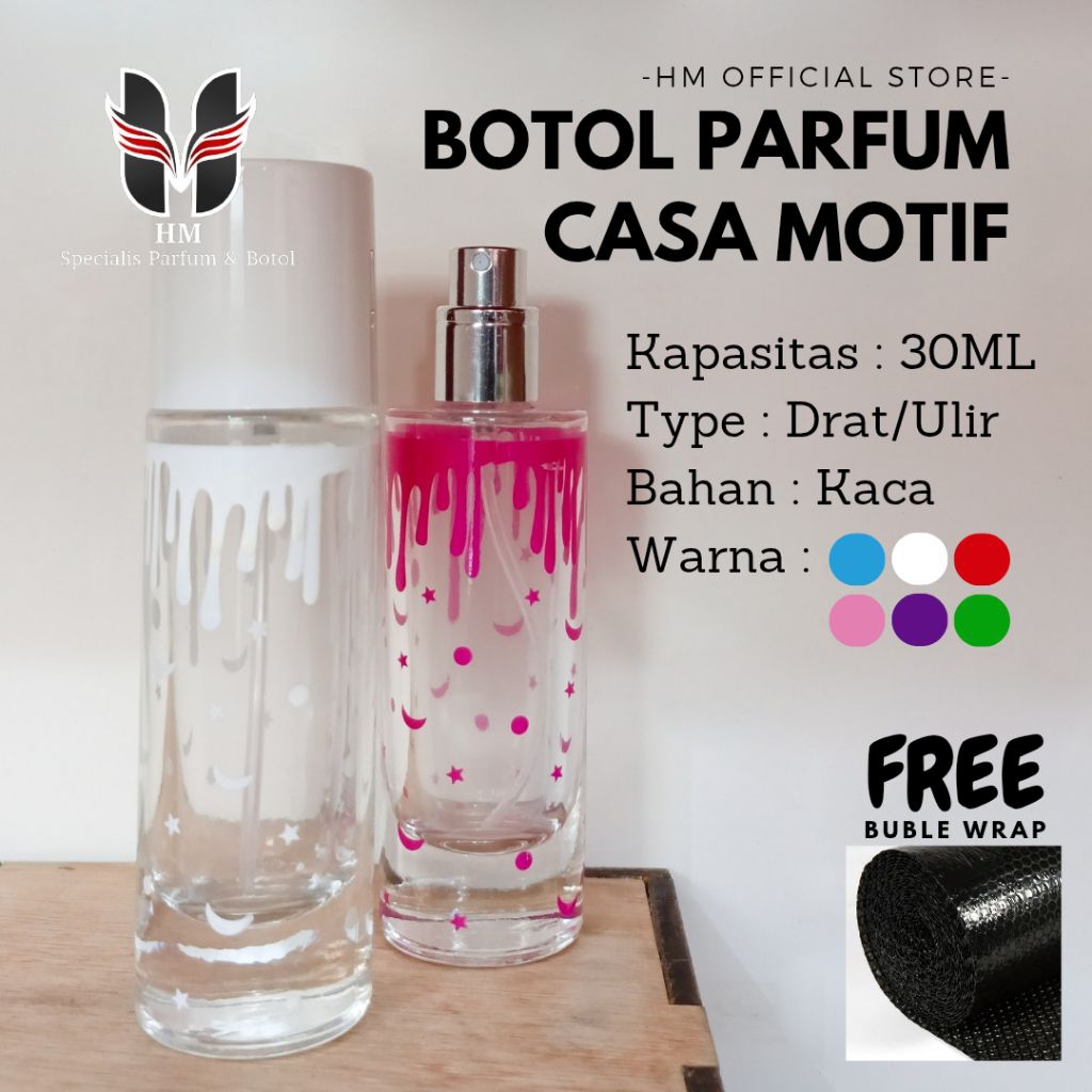 Jual Botol Parfum Casa Motif 30ML Tutup Warna (LUSINAN) | Shopee Indonesia