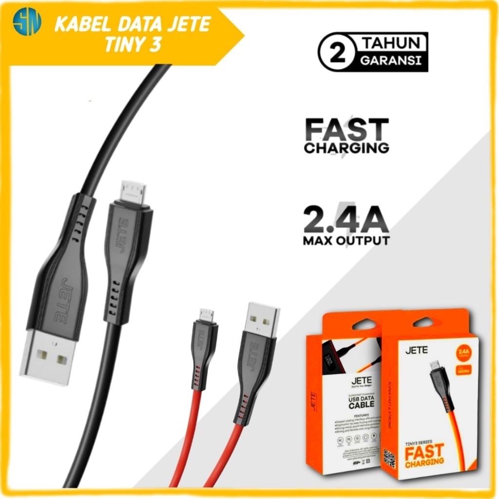 Jual Kabel Data Jete Tiny 3 Fast Charging 2.4A USB TYPE C MICRO KABEL ...