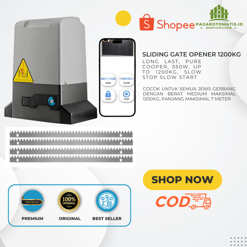 Jual Mesin Pagar Otomatis Sliding Gate Opener 1200KG Best Heavy Duty ...