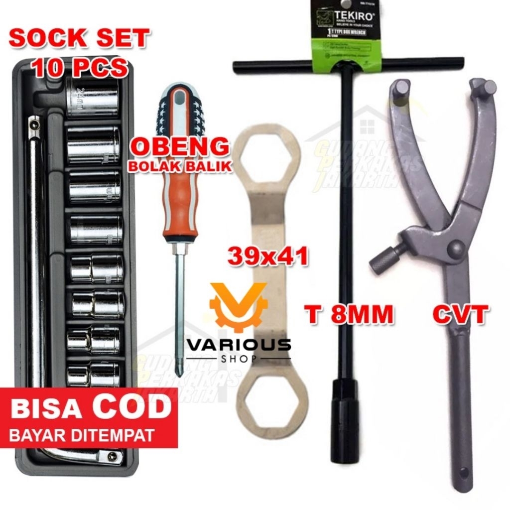 Jual PAKET MULTIPRO Treker CVT+ Kunci Mur Kopling 39x41 mm + Kunci Sok Set 10 + Kunci T 8mm ...