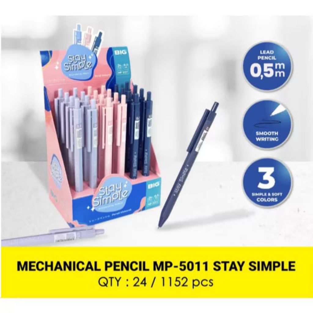 Jual (1 PCS) Pensil Mekanik BIG MP 5011 / Mechanical Pencil 2B 0.5mm ...