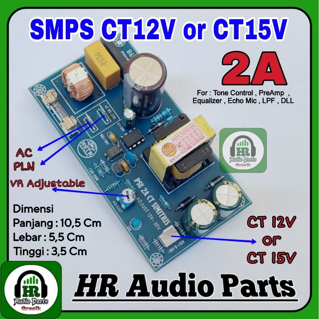 Jual SMPS 2A CT 12V 15V 18V 20V Adjustable CT12V ~ 20V for Tone Control ...