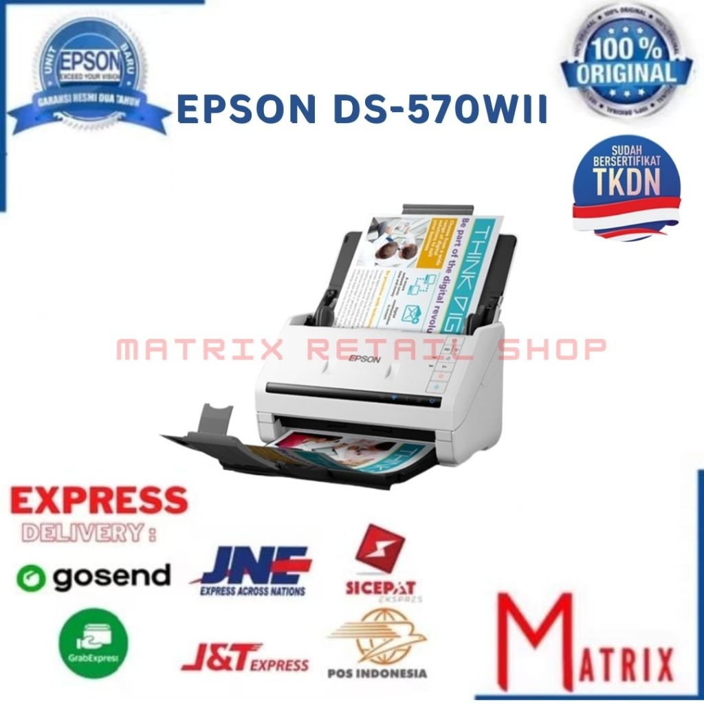 Jual Scanner Epson WorkForce DS-570WII A4 WiFi Duplex DS570WII Garansi ...