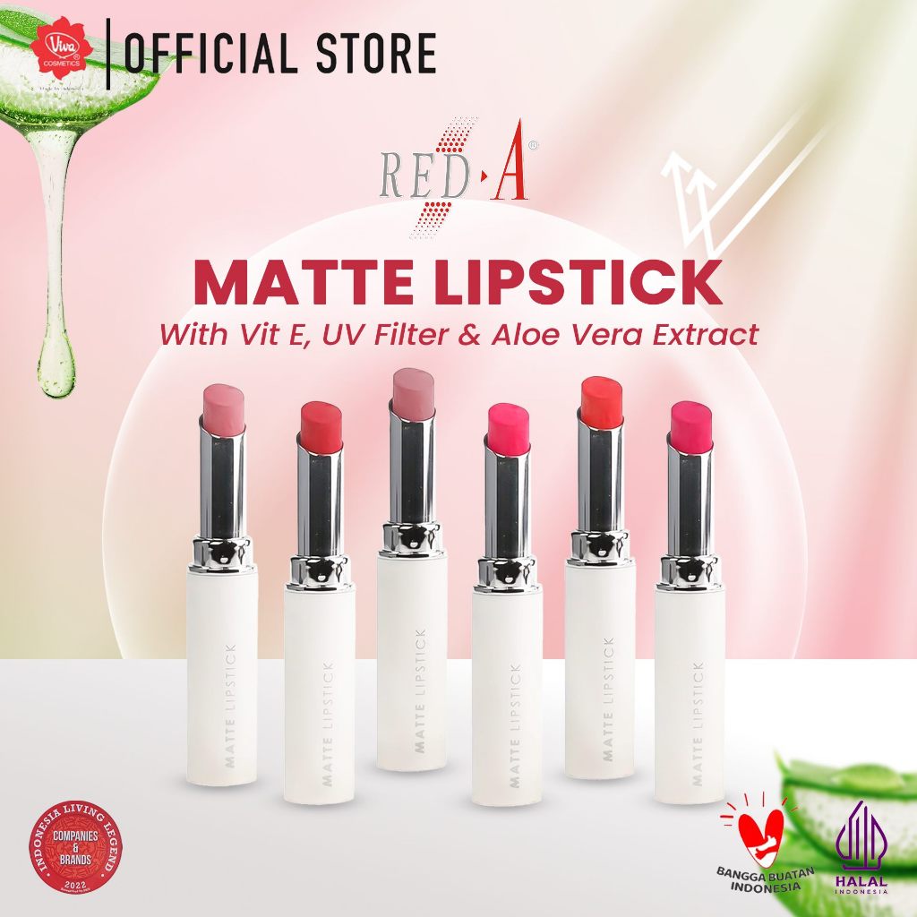 Jual Red-A Matte Lipstick (with Vit E, UV FILTER & Aloe Vera Extract ...