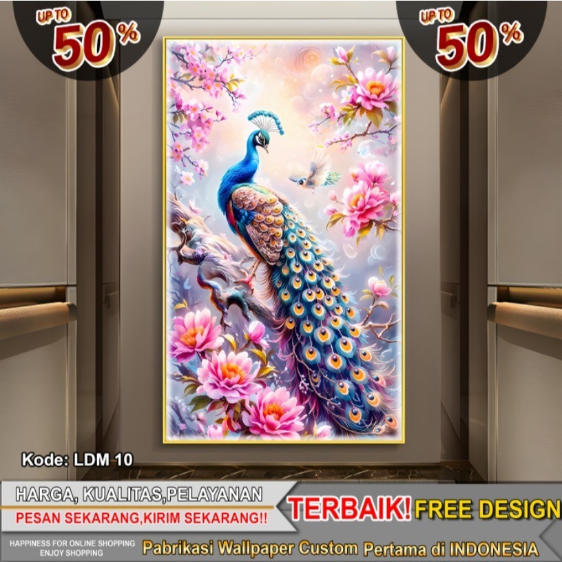 Jual Wallpaper Dinding Custom 3D Tema Burung Merak | Peacock ...