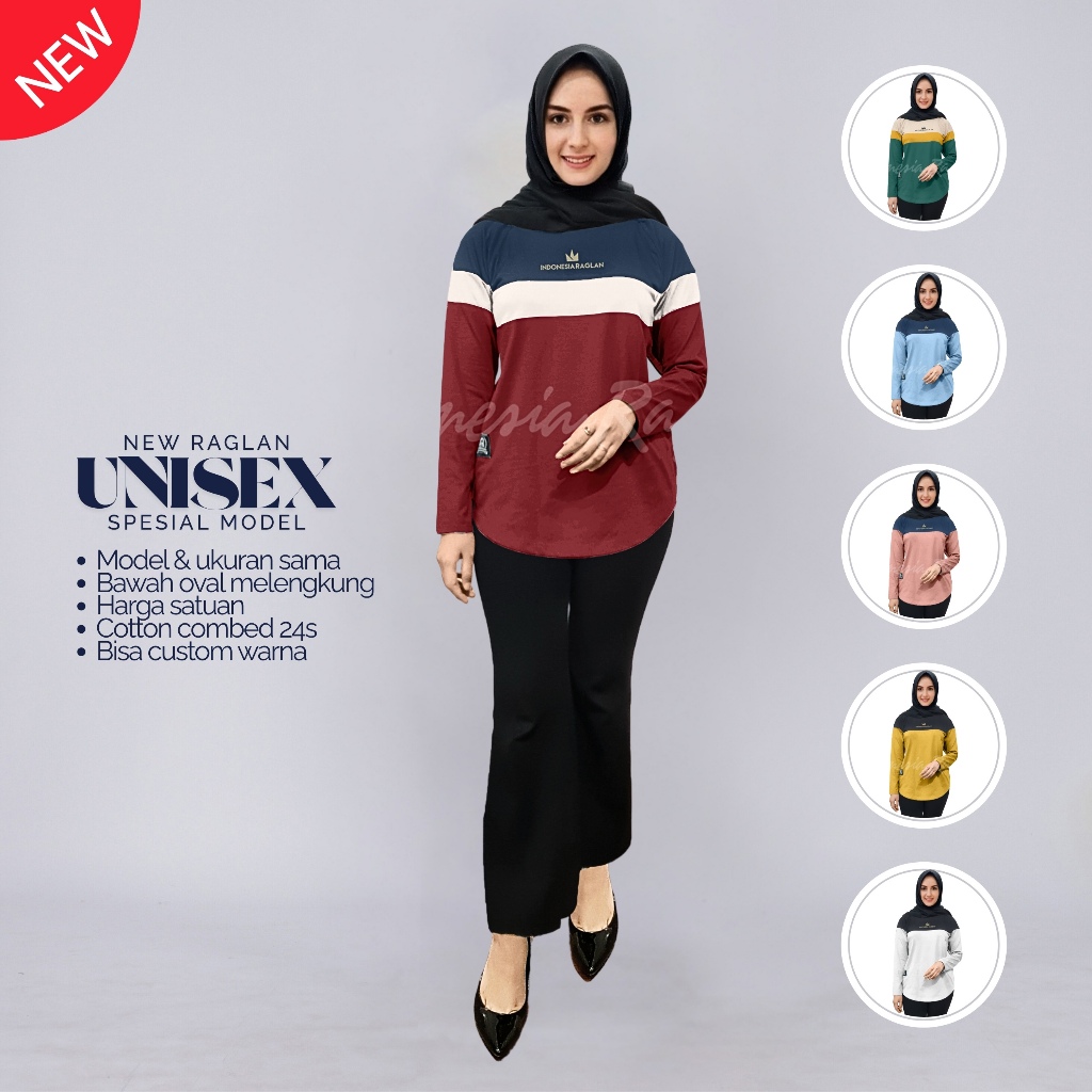 Jual Indonesia Raglan Kaos Wanita Pria Unisex Tangan Panjang Spesial ...