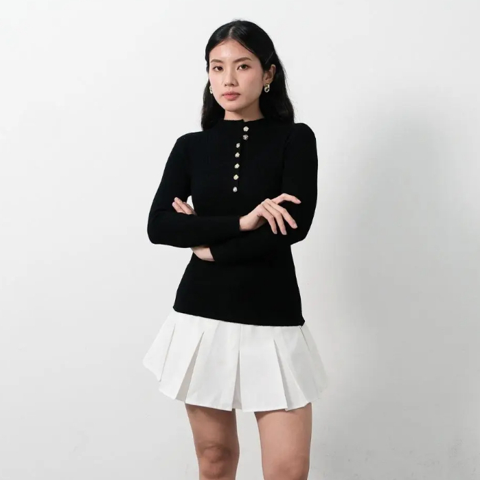 Jual Manset Baju Inner Rajut Atasan Inara Top Busui Kancing Turtleneck ...