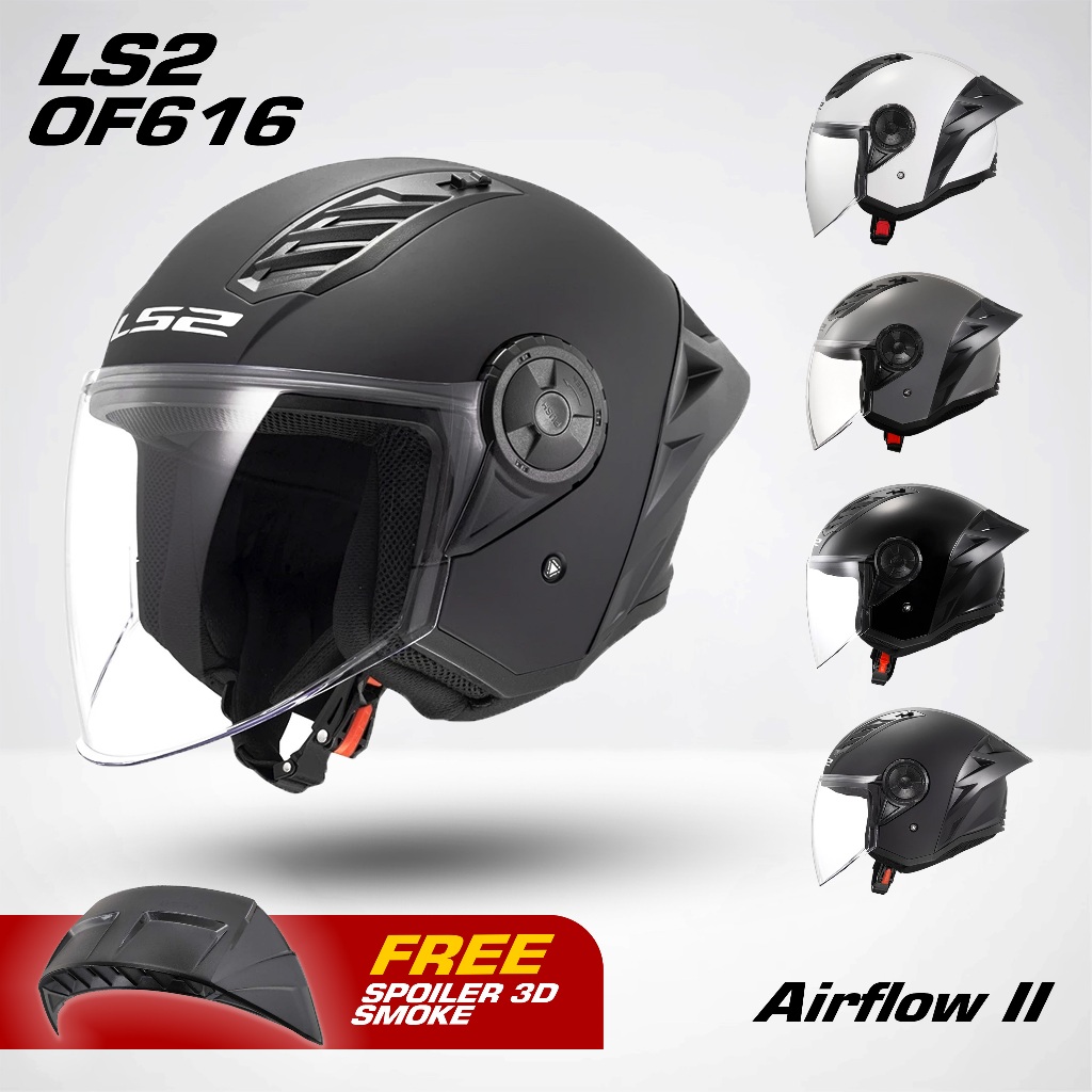 Jual LS2 Helm OF616 Airflow II Half Face Single Visor + Spoiler ...