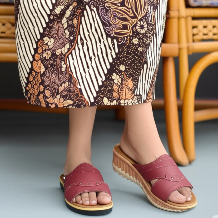 Jual zenius wanita sandal slop bun polos tebal manik formal resmi ...