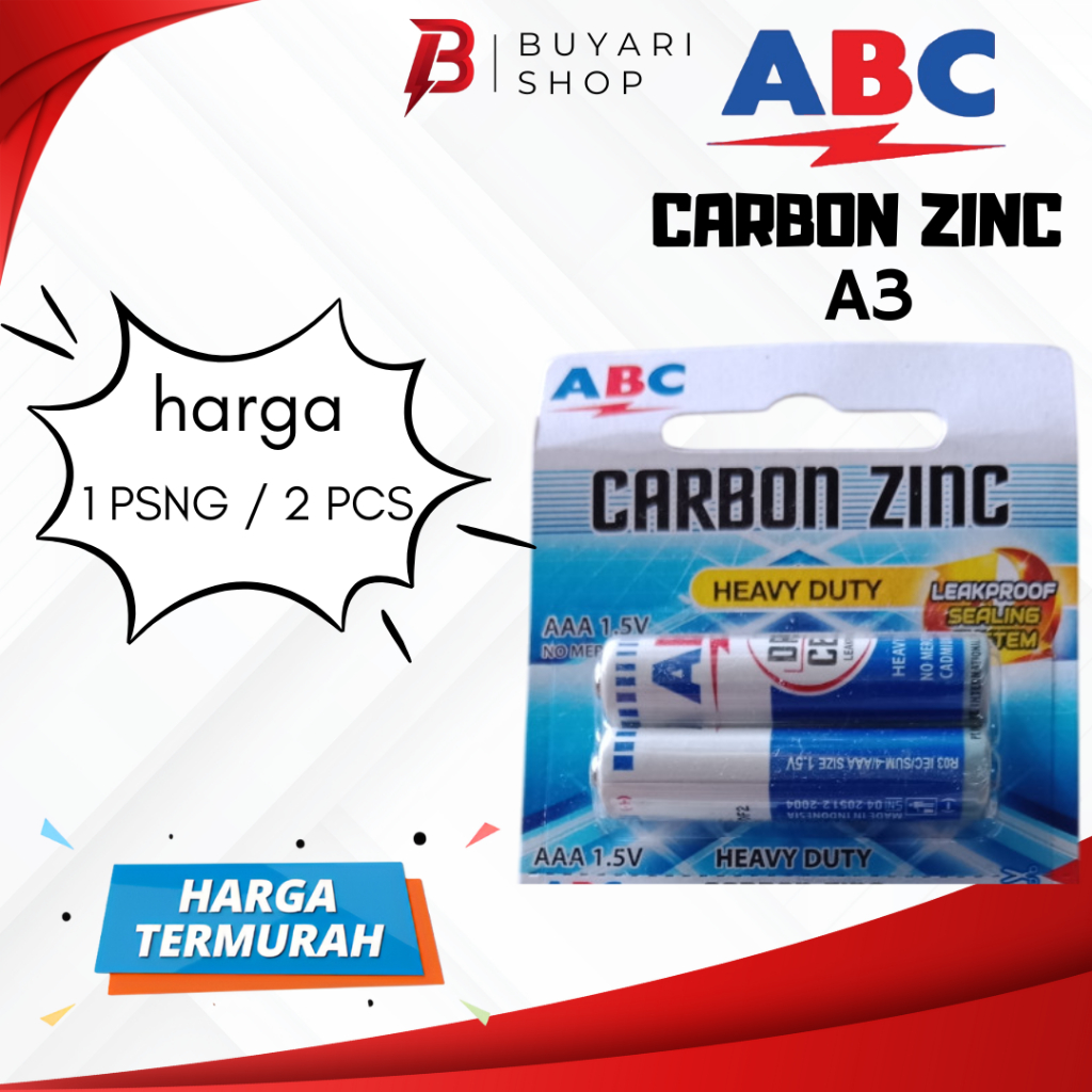 Jual Baterai Batre Battery Batere ABC BIRU AAA A3 Carbon Zinc Remot TV ...