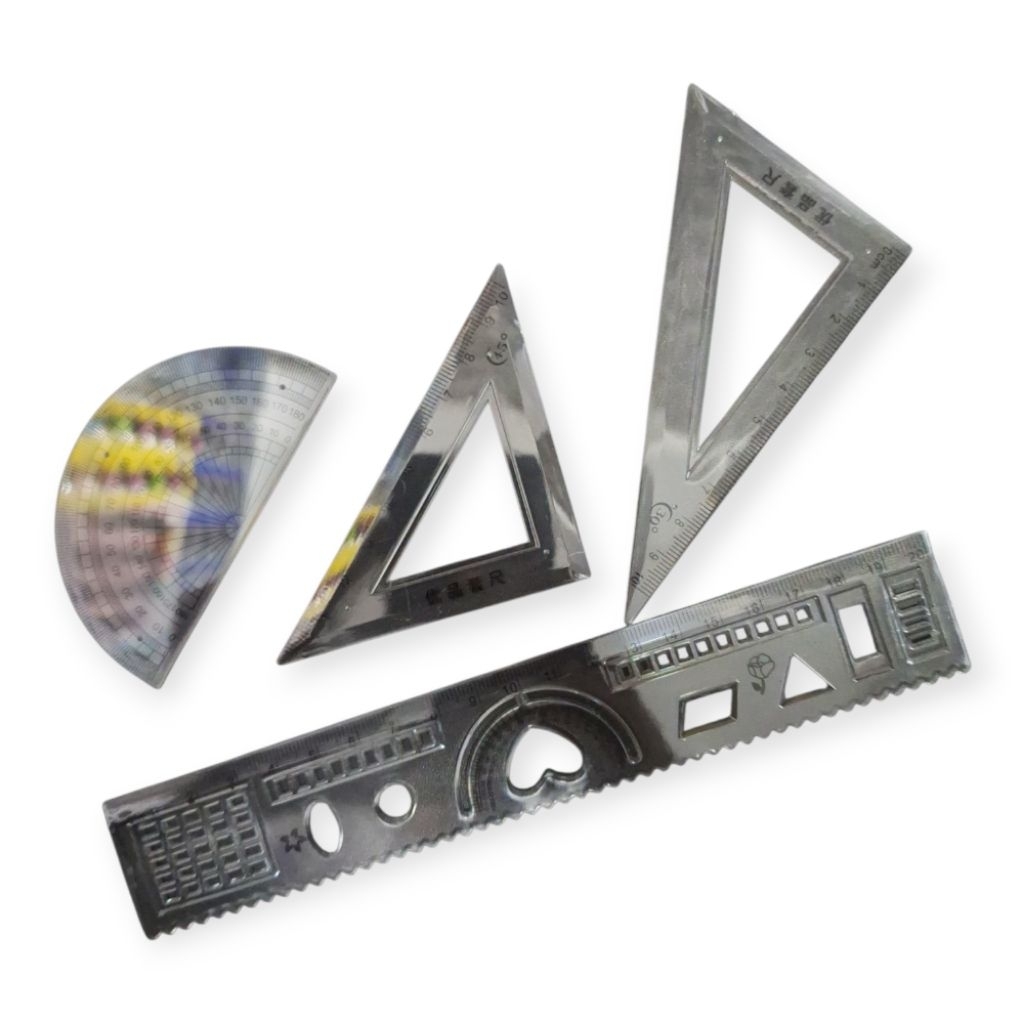 Jual 10 SET PENGGARIS Mika 4in 1/penggaris mika isi 4/penggaris busur ...