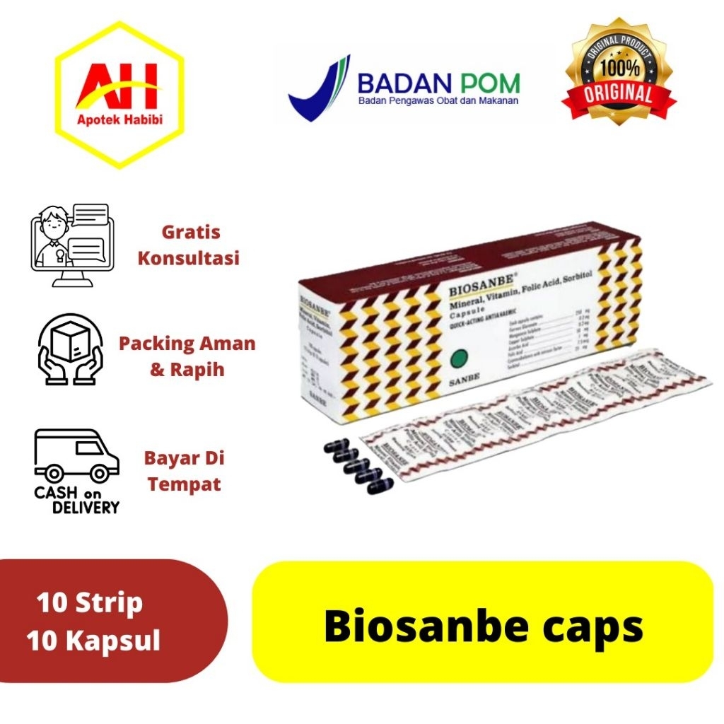 Jual Biosanbe Capsul Strip 10 Kapsul - Multivitamin Zat Besi | Shopee ...
