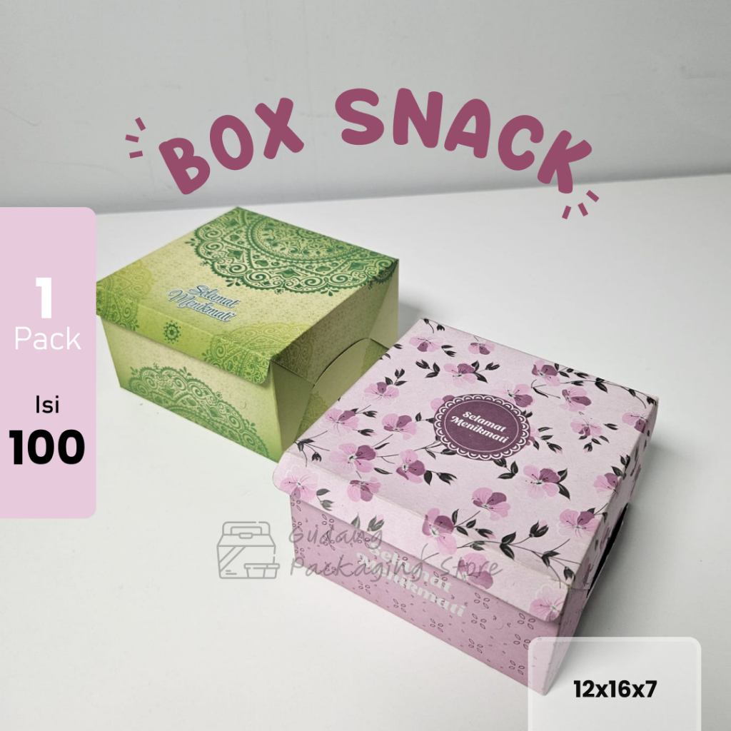 Jual 100 pcs / 12x16 / Box Snack / Dus Kue / Dus Hajatan | Shopee Indonesia