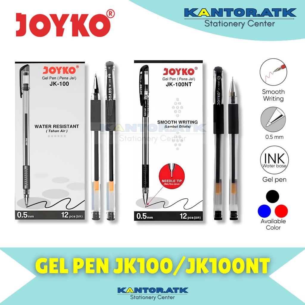 Jual (12Pc) Pulpen Gel JK-100 Joyko / Pena Gel Pen JK100 NT | Shopee ...