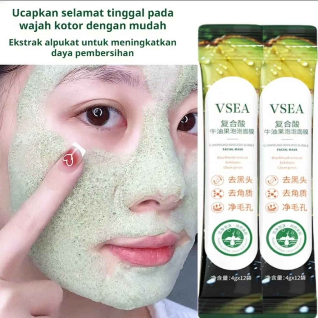 Jual VSEA MASKER WAJAH COMPOUND AVOCADO BUBLE viral.per sachet 4 gr ...