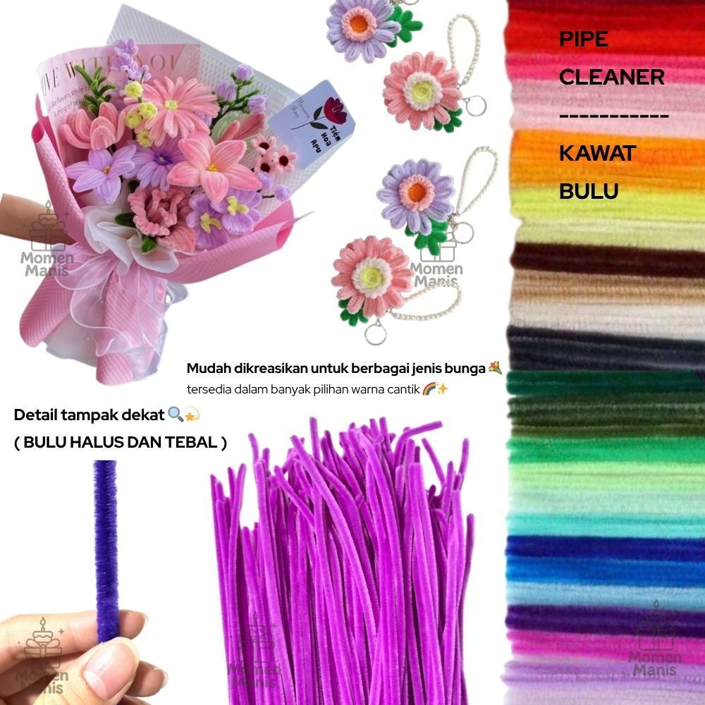 Jual Mercy Pipe Cleaner Craft Super Tebal Grade Bagus Kawat Bulu Buket ...