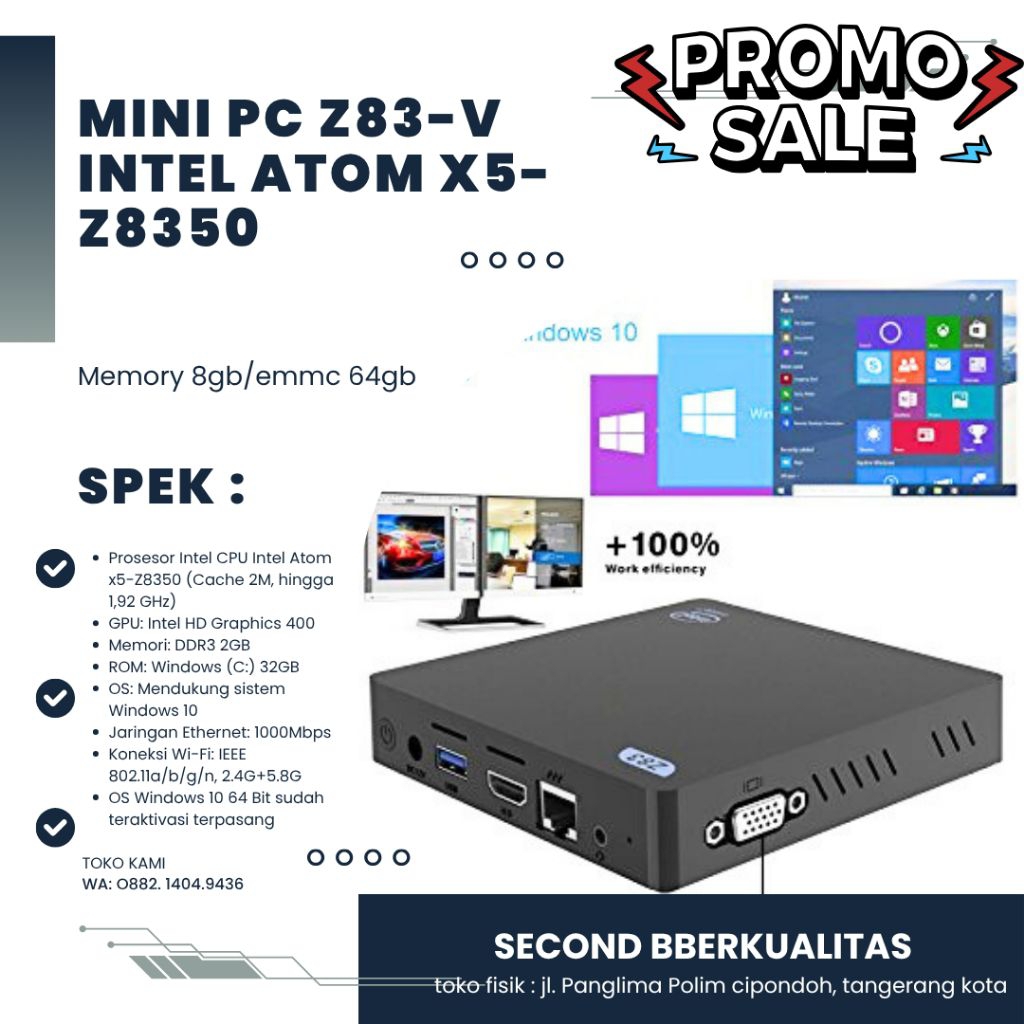 Jual MINI PC Z83-V INTEL ATOM X5-28350 ram 8gg/sandisk 64gb | Shopee ...