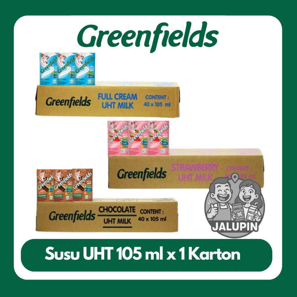 Jual [SUPER HEMAT 105ML x 1 KARTON] Susu Greenfields UHT Full Cream, Strawberry, Chocolate 105ml ...