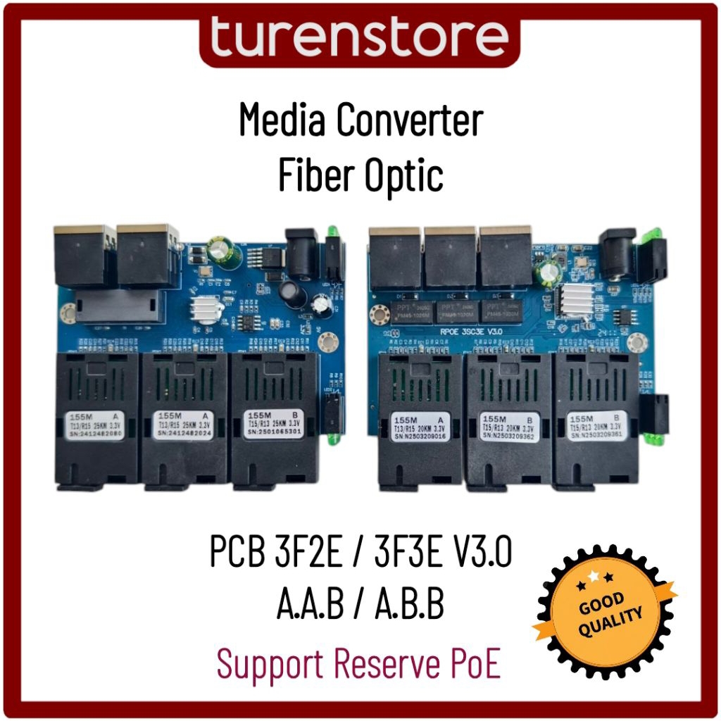 Jual PCB 3F2E / 3F3E Converter Fiber Optic 3 FO 2 / 3 LAN RJ45 support ...