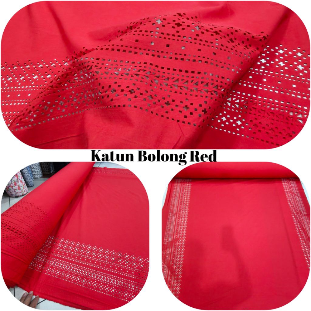 Jual Bahan Kain Katun Katbol Red pinggir(harga 50cm/0,5mtr) | Shopee ...
