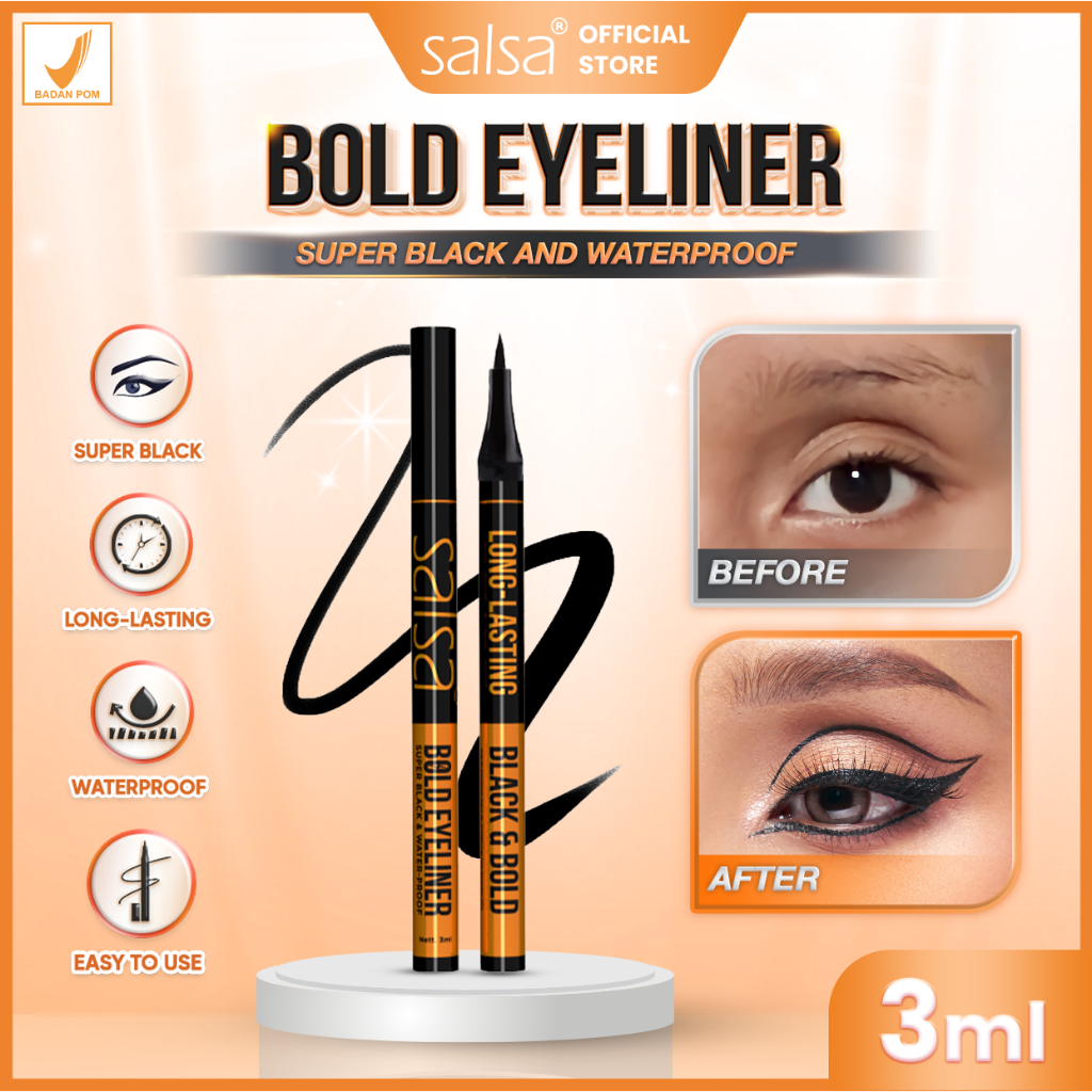Jual SALSA Bold Eyeliner - Super Black Waterproof Pen Eyeliner Hitam ...