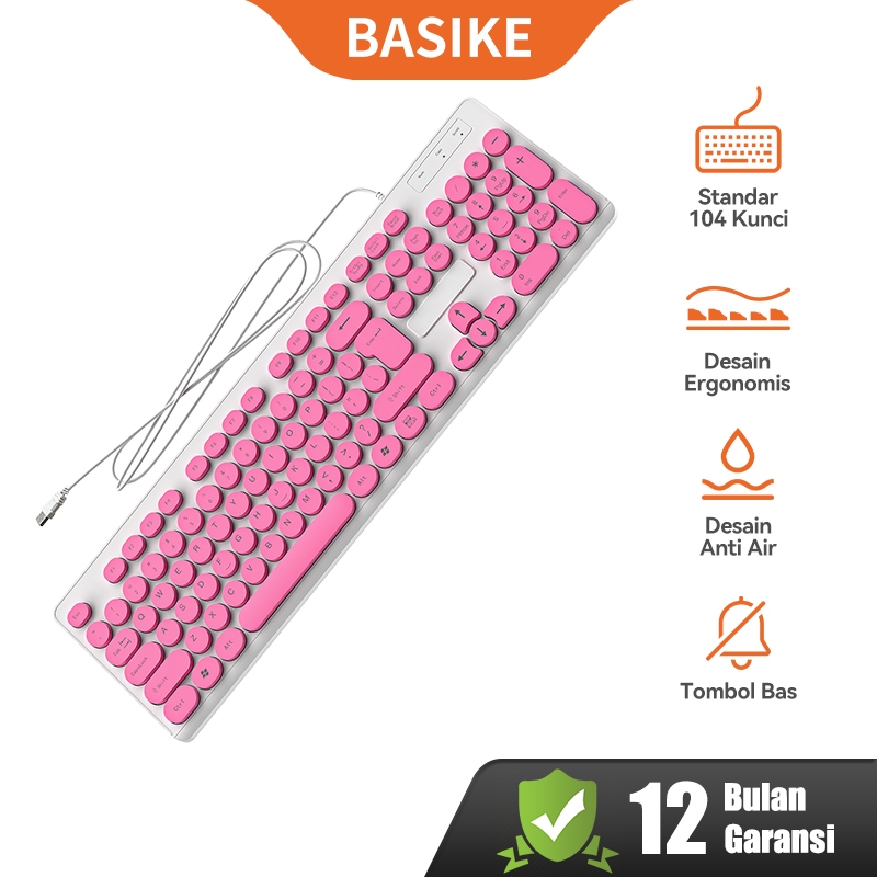 Jual BASIKE Keyboard Wired Sentuhan mekanis 104 tombol Antarmuka Type-C ...
