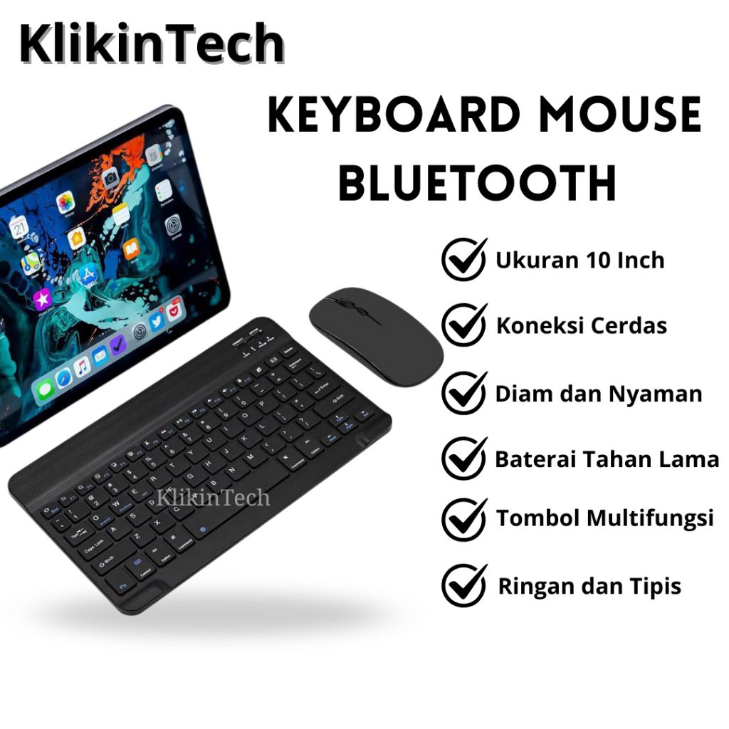 Jual Keyboard Bluetooth dan Mouse Wireless 10 Inch Lightweight Portable ...