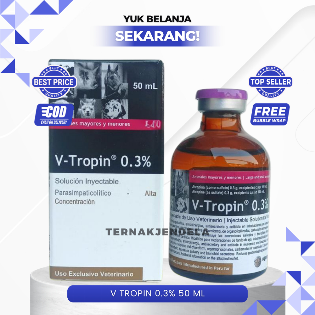 Jual V TROPIN 0.3% (Atropin injeksi untuk hewan) 50 ml - Atropin Hewan ...